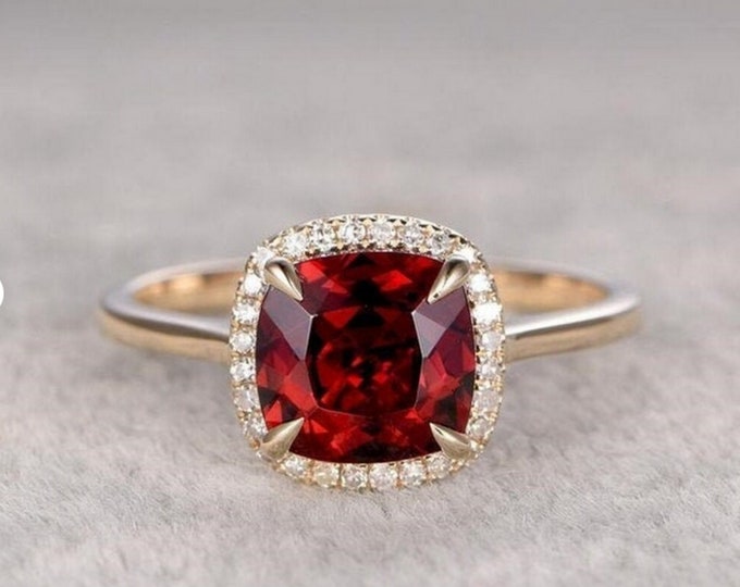 Ruby Stacked Ring, Ruby Ring, Emerald Cut Ruby Ring, 14k Yellow Gold Ring, Sterling Silver Ring ...