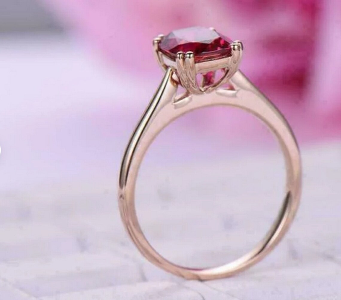 AAA+ Natural Certified Ruby Ring: 925 Sterling Silver Rose Gold, 4.25 ...