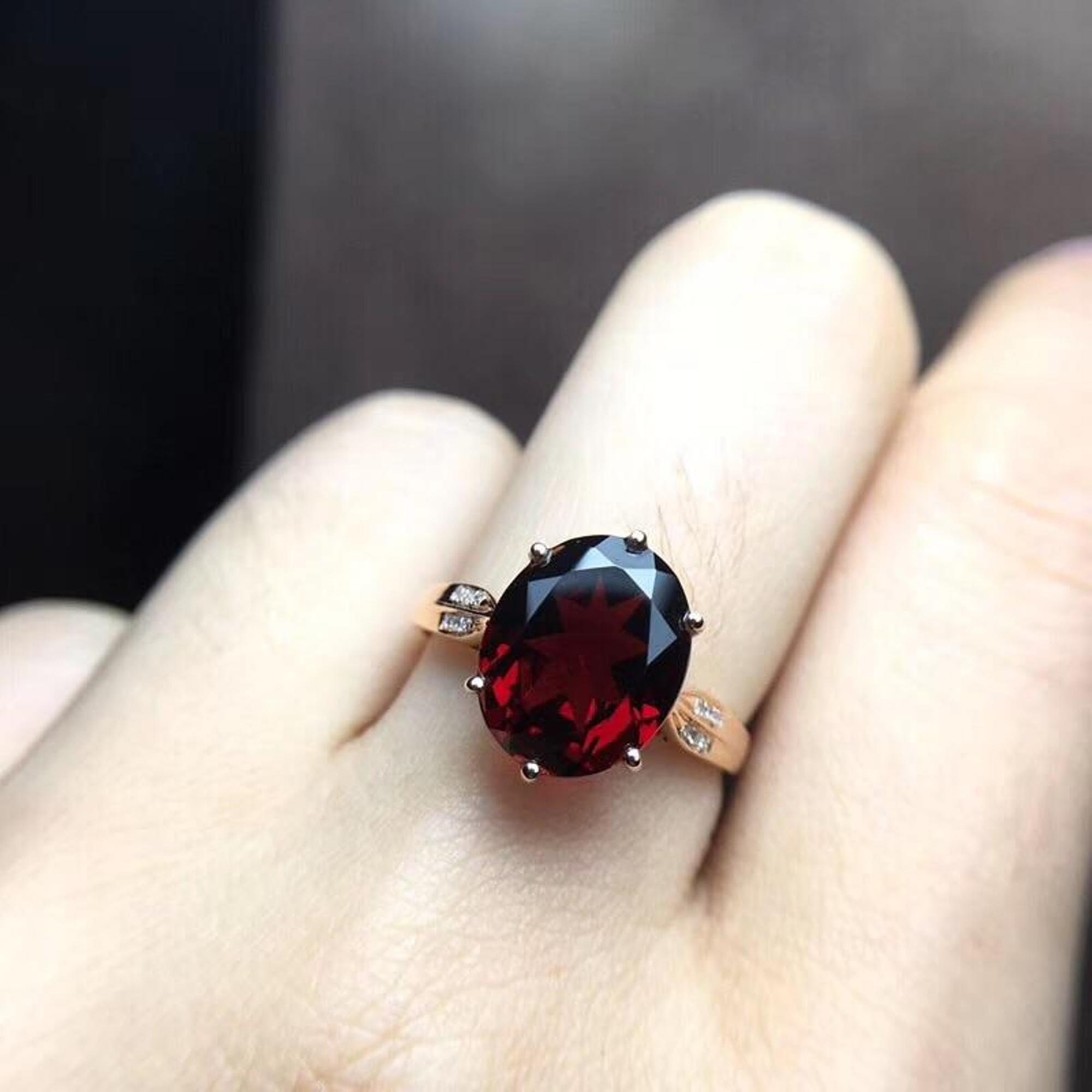 Natural Garnet Ring 5.50 Carat 925 Sterling Silver Handmade - Etsy