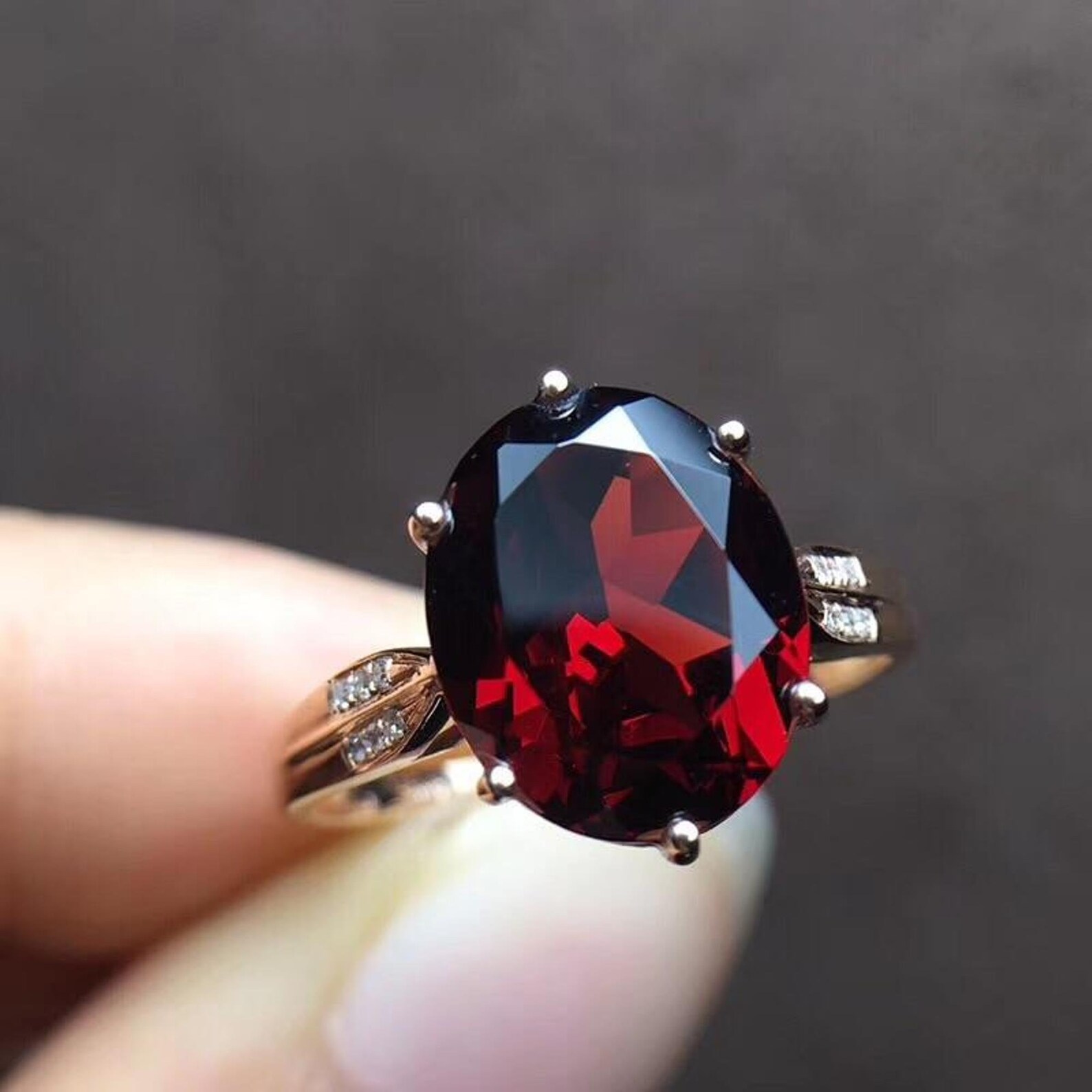 Natural Garnet Ring 5.50 Carat 925 Sterling Silver Handmade - Etsy