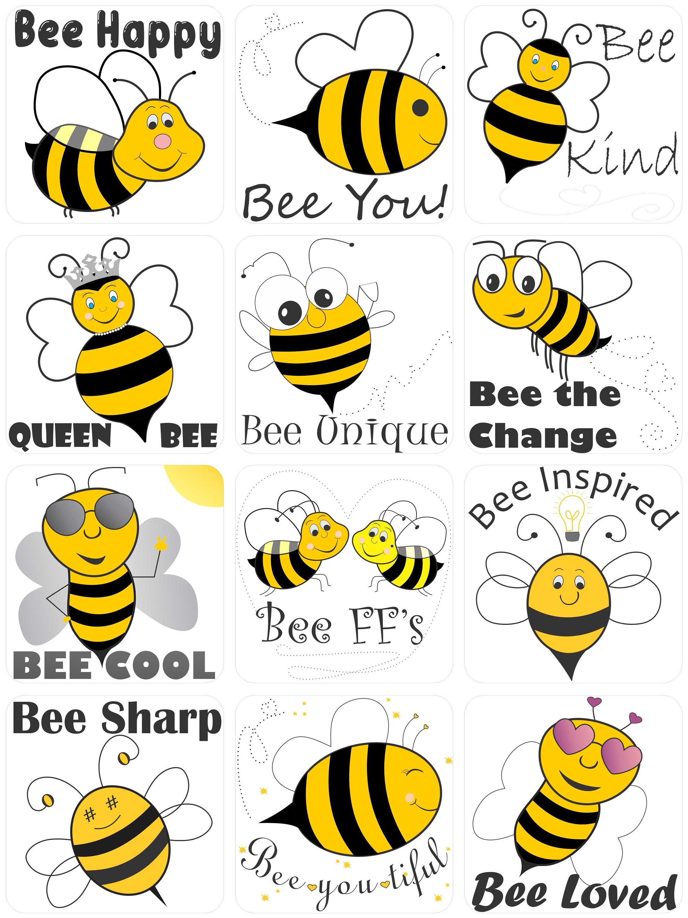 3 Inch Bee Stickers Vinyl Laptop Stickers Bumble Bee Stickers for Water ...