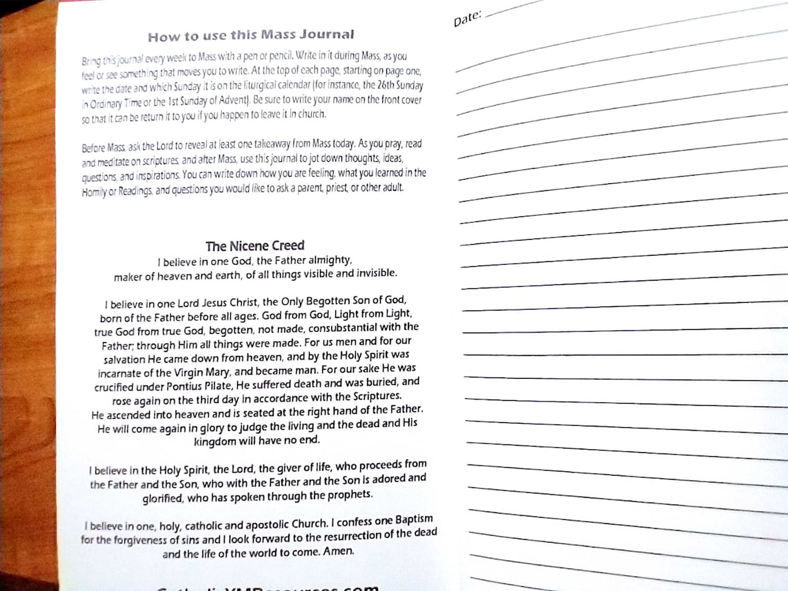 Mass Journal for Teens | Catholic Mass Journal |mass Journal Bundle for ...