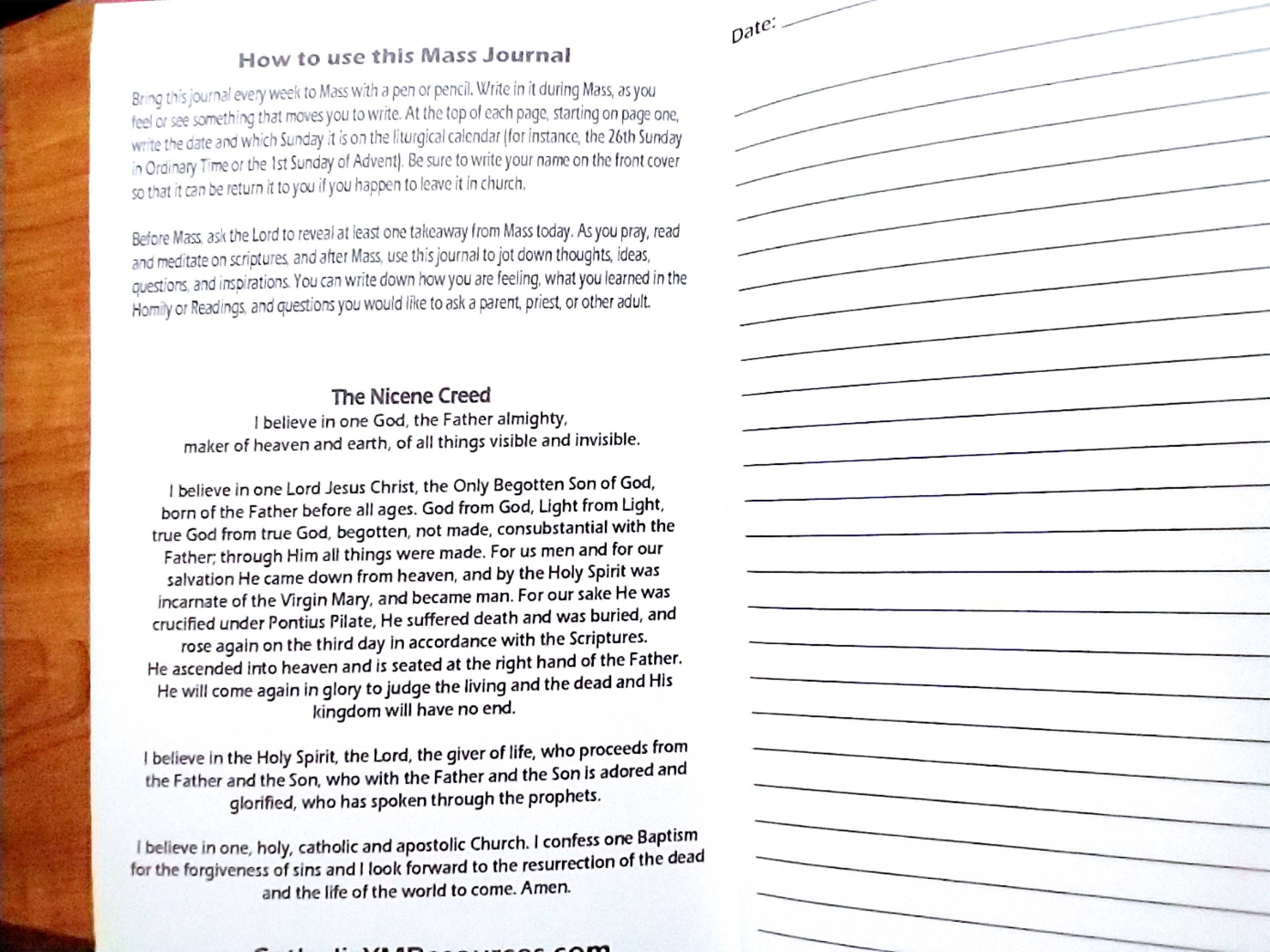 Mass Journal for Teens | Catholic Mass Journal |mass Journal Bundle for ...