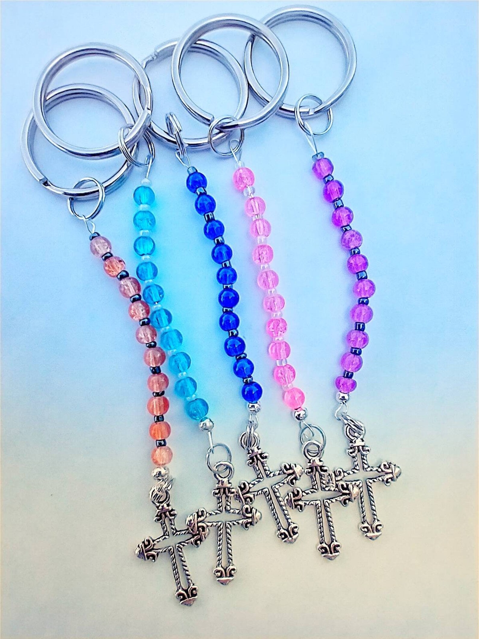 Glass Bead Rosary Keychain Bulk Catholic Rosary Keychains | Etsy