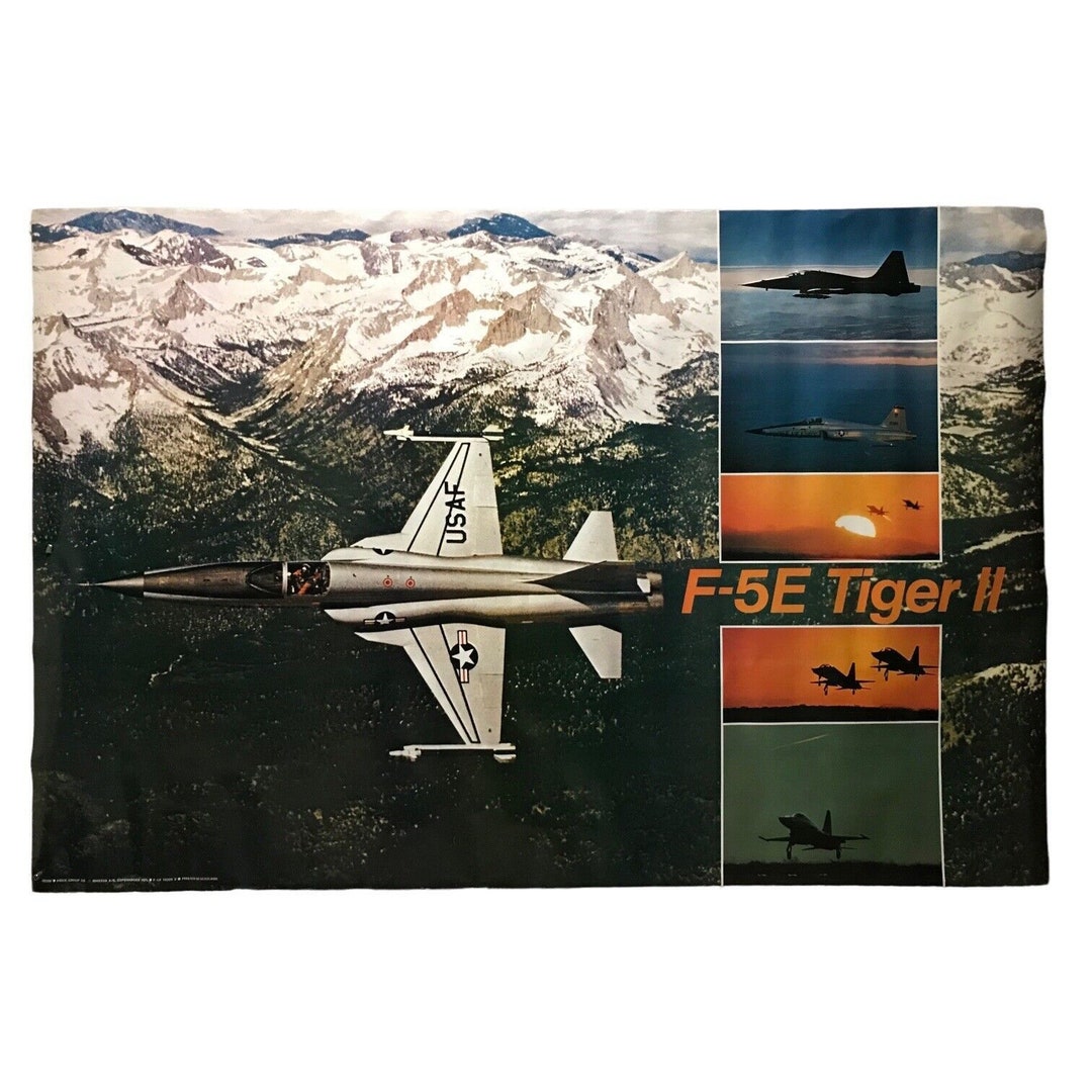 Original 1975 F-5E Tiger II Fighter Jet Poster Air Force by Pace ...