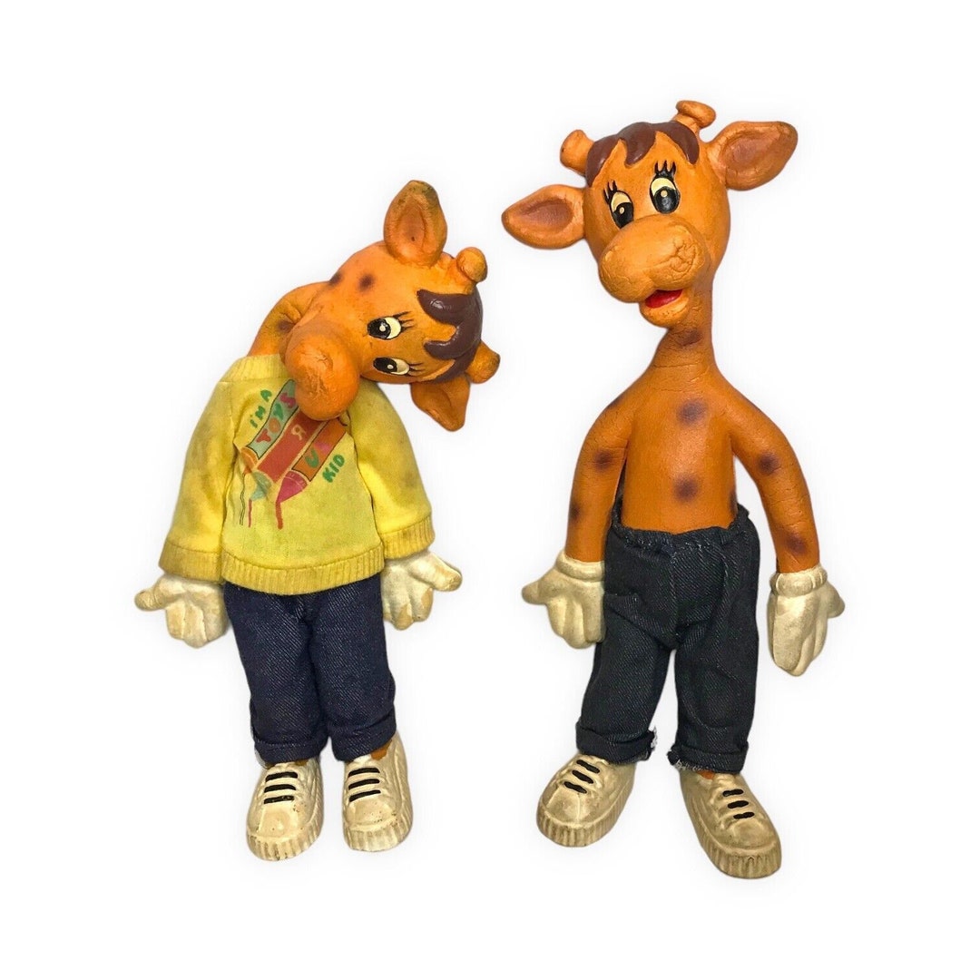 2 Vintage Geoffrey Giraffe 12 Foam Rubber Bendy Doll - Etsy