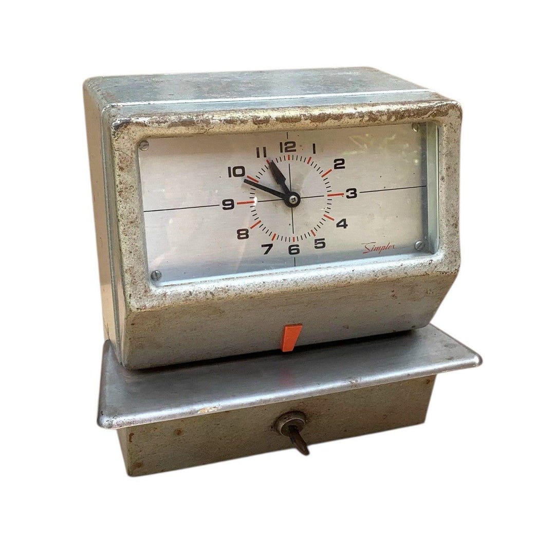 Vintage Simplex Time Clock Time Recorder JCP 4R3 With Key 1940s - 1960s ...