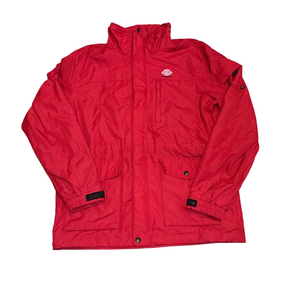 Vintage Dickies Men's Windbreaker Jacket Red Size S Lightweight Water ...