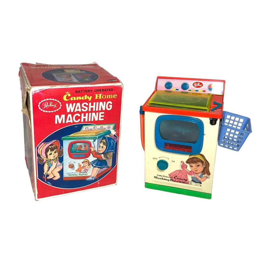 Retro Redbox Candy Home Washing Machine Tinplate Battery Operated Wind ...