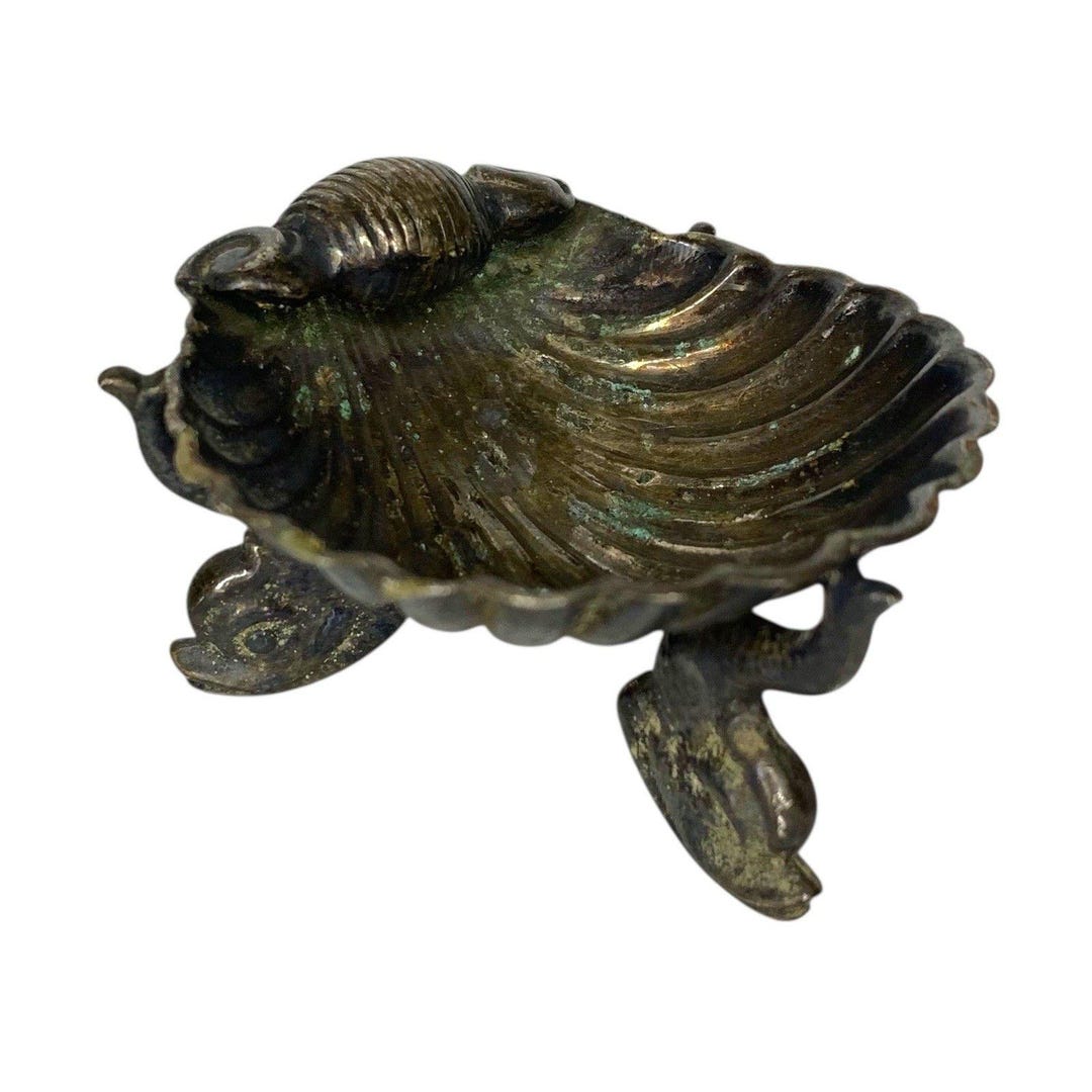 Victorian Shell Salt Cellar – Dolphin Legged Bronze Bowl | Antique ...