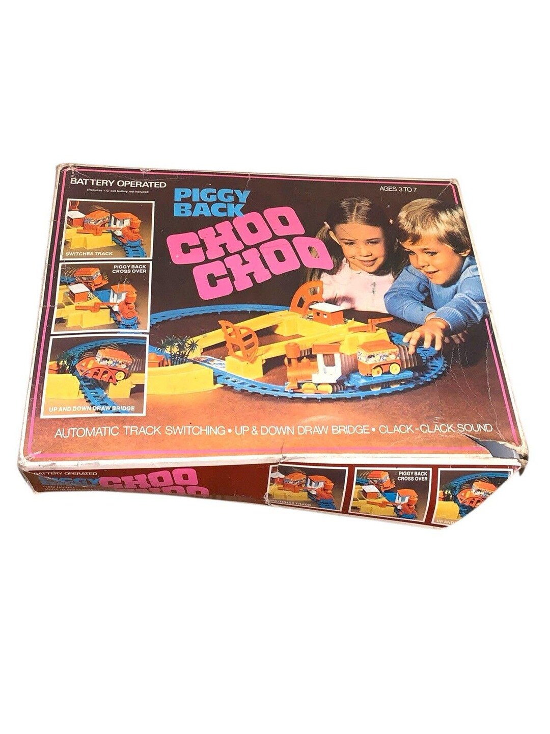 Vintage Piggy Back Choo Choo Train Set – Battery Operated Tomy Style ...