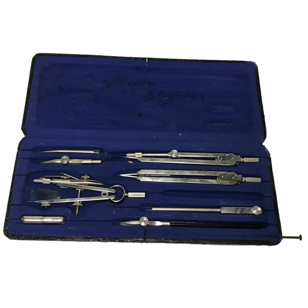 Vintage Drafting Tool Set Kit Mechanical Drawing Compass Made in ...