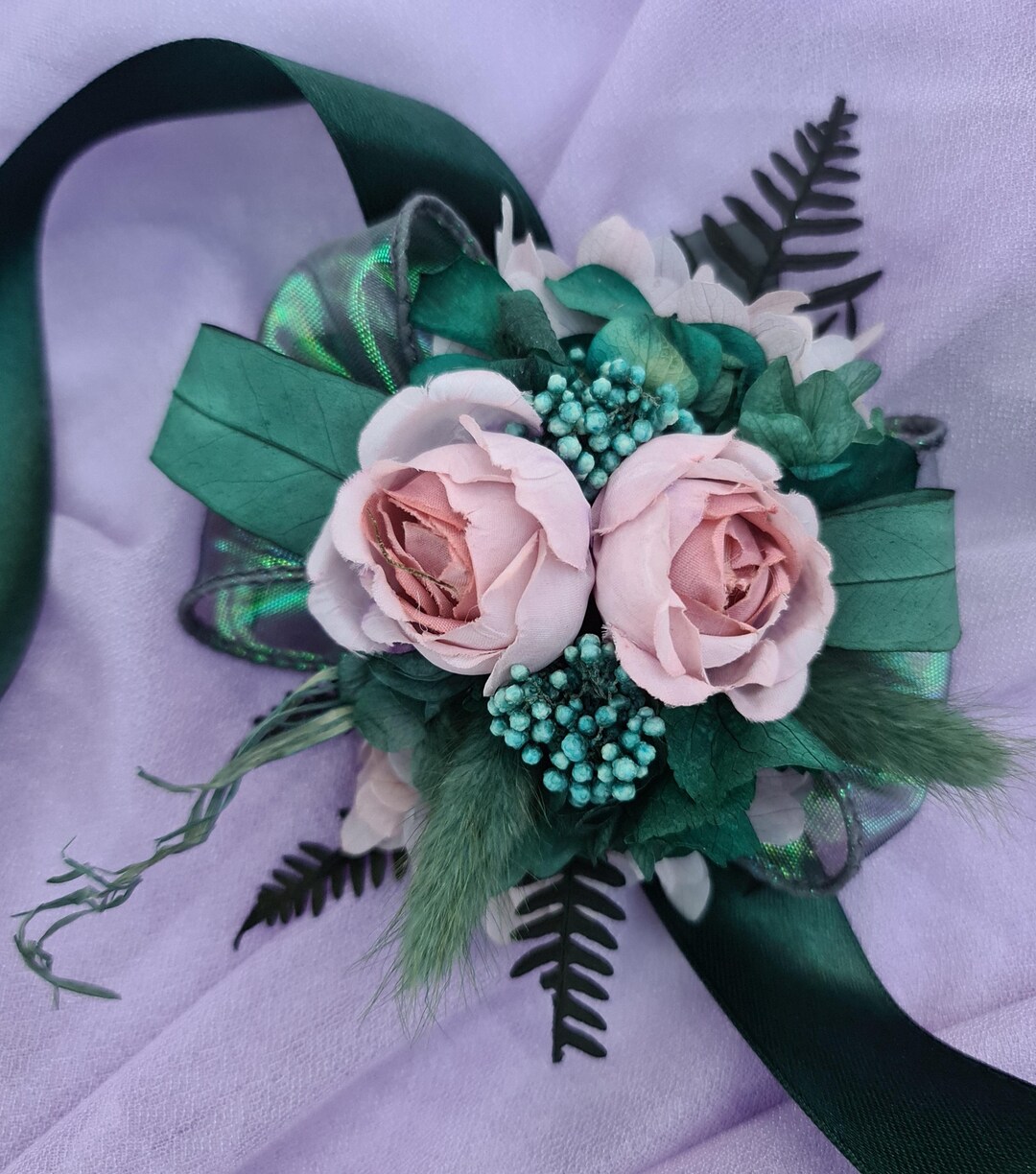 Emerald Green & Blush Pink School Formal / Prom Wedding Corsage - Etsy
