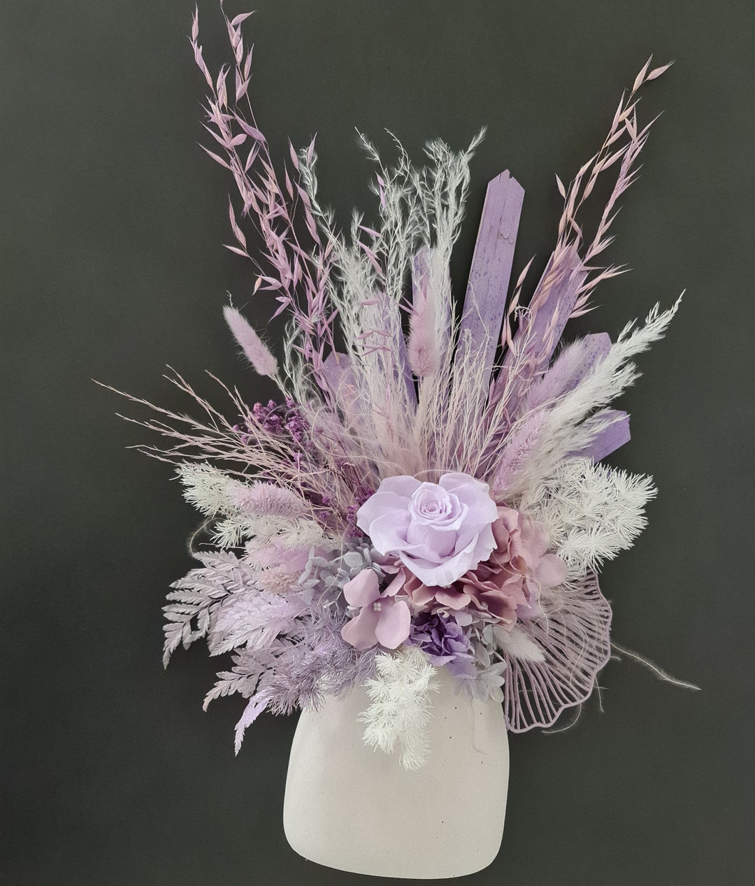 Preserved Pastel Violet Rose Flower Arrangement - Medium - Etsy