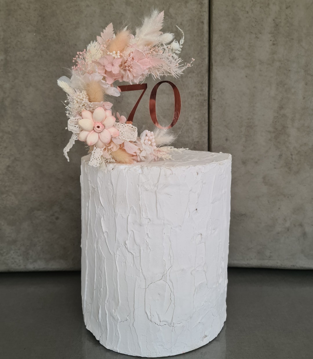 Clear Acyclic Round 70th Birthday Everlasting Flowers Cake Topper - Etsy