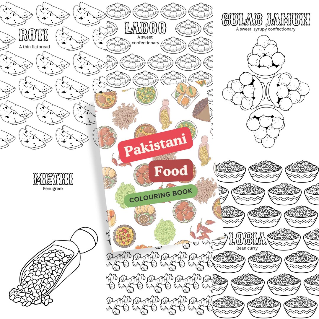 Pakistani Desi Food Colouring Book | Urdu Language Learning | Digital ...