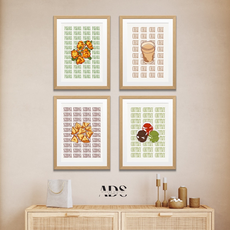 Desi Illustration Pakistani & Indian Snacks Posters Set of 4 | Digital ...