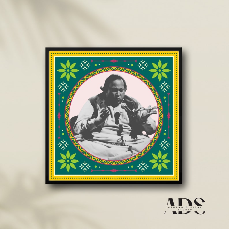 Retro Nusrat Fateh Ali Khan Poster - Pakistani Truck Art Digital Print ...