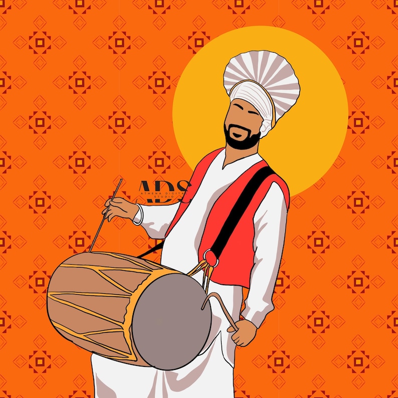 Punjabi Bhangra Dance & Dhol Art Poster Set | Traditional Desi Phulkari ...