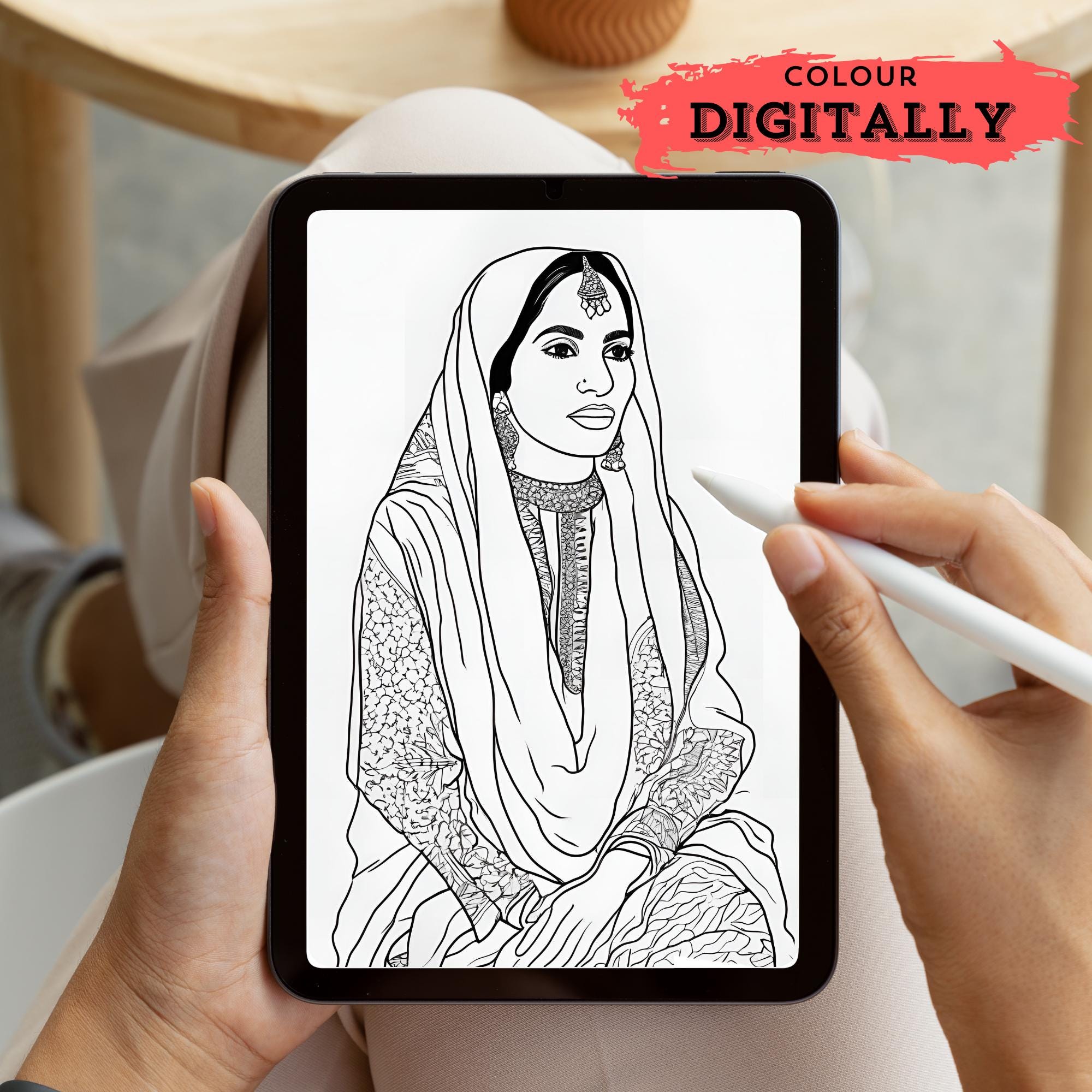 Digital Pakistani Desi Fashion Coloring Book | Shalwar Kameez Designs ...