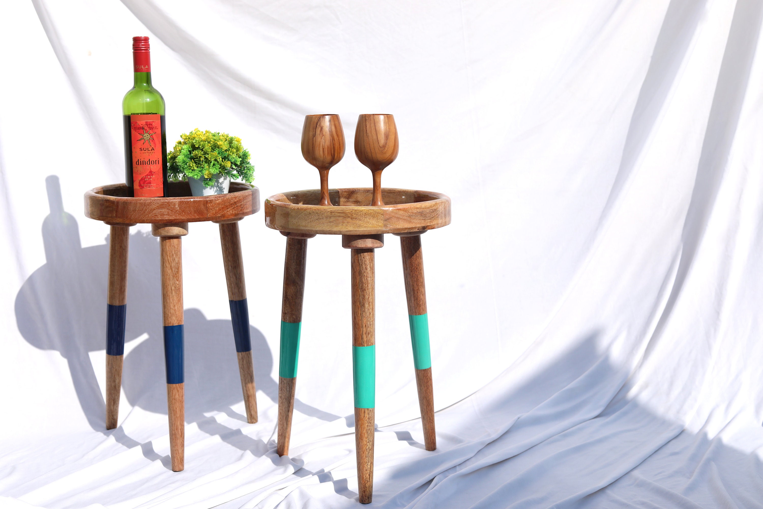 Narrow Side Table, Solid Wood Side Table for Living Room, Slim End ...