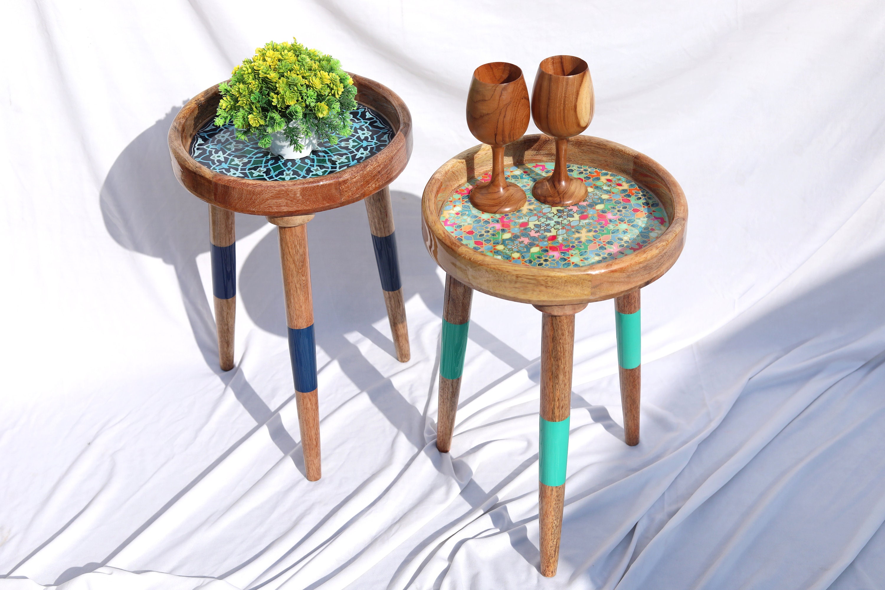 Narrow Side Table, Solid Wood Side Table for Living Room, Slim End ...