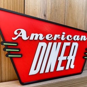 American Diner Sign Retro Diner Sign Customized US Diner 50s Sign ...