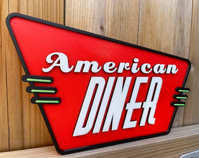 American Diner Sign Retro Diner Sign Customized US Diner 50s Sign ...