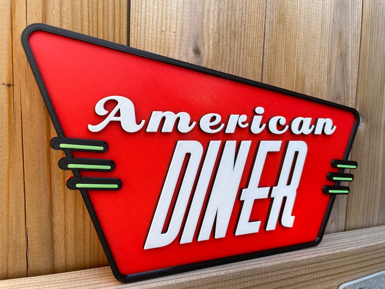 American Diner Sign Retro Diner Sign Customized US Diner 50s Sign ...