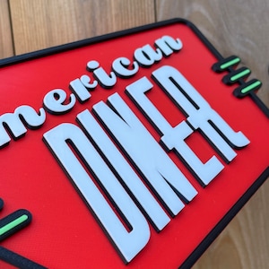American Diner Sign Retro Diner Sign Customized US Diner 50s Sign ...