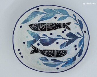 Blue Fish Sgraffito - Etsy