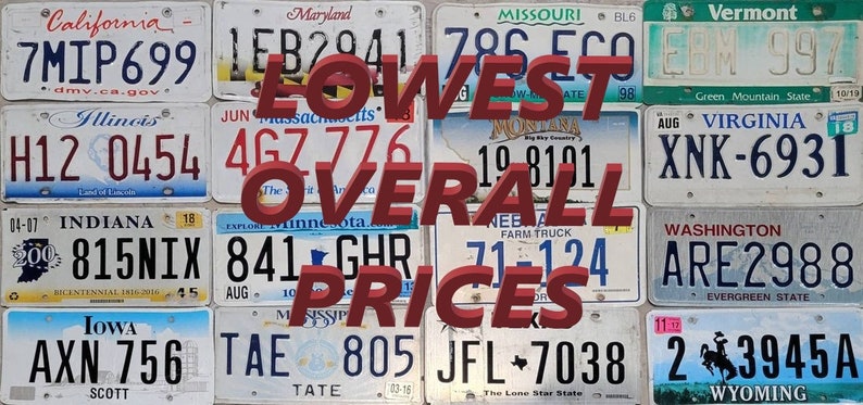 VINTAGE Used EMBOSSED License Plates for Less or Get 50 State - Etsy