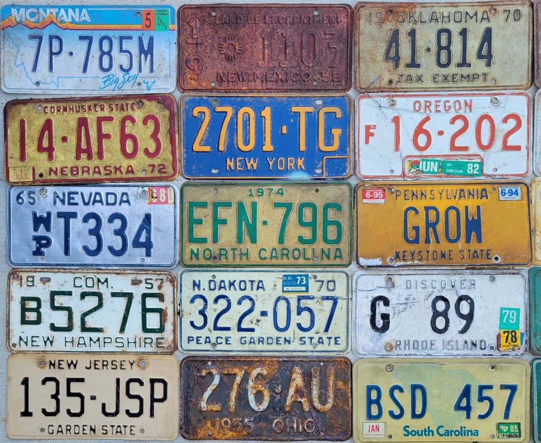 SET of ALL 50 States - Top Qual, Craft, RUSTIC License Plates Curated ...
