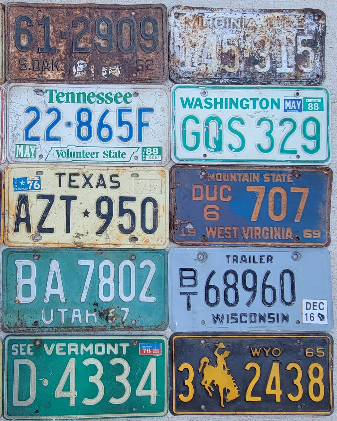 SET of ALL 50 States - Top Qual, Craft, RUSTIC License Plates Curated ...