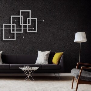 Metal Silver Square Wall Art, Silver Wall Decoration, Abstract Silver ...