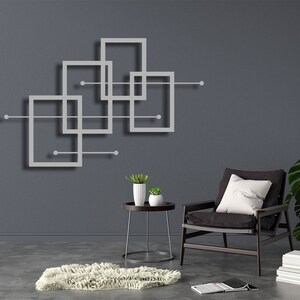 Metal Silver Square Wall Art, Silver Wall Decoration, Abstract Silver ...