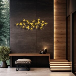 Black Metal Pyramids Wall Sculpture, Unique Wall Decor Hanging ...