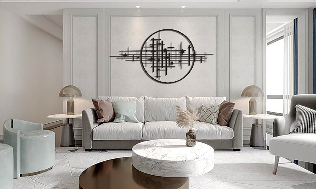 Black Metal Horizontal Wall Artover Table Wall Decorblack - Etsy