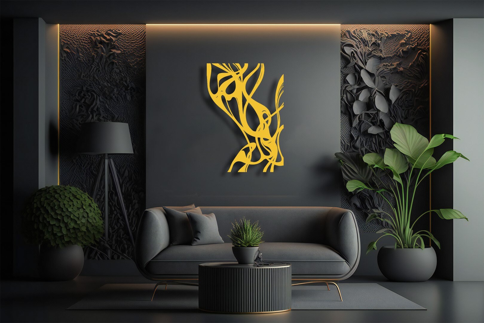 Irregular Wall Sculpture,gold Metal Sketch Wall Art,abstract Wall ...