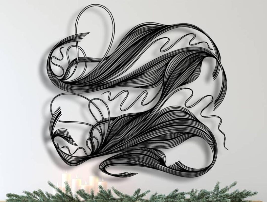 Abstract Metal Wall Art, Large Metal 2D Wall Art Decor for Living Room ...