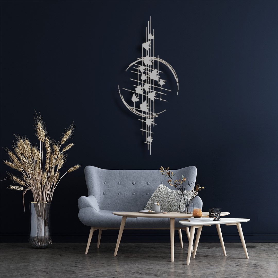 Interior Decor Silver Wall Art, Fireplace Wall Sign, Contemporary ...