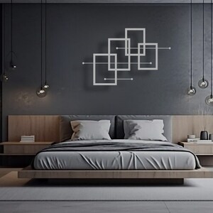 Metal Silver Square Wall Art, Silver Wall Decoration, Abstract Silver ...