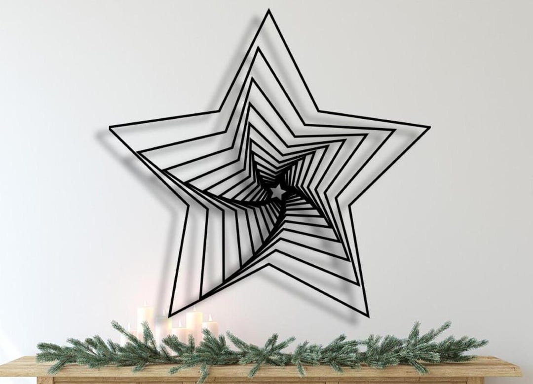 Metal Star Wall Sign, Metal Laser Cut Star Wall Art, Abstract Black ...