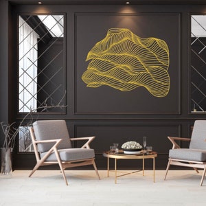 Gold Metal Line Art Gold Metal Wall Sculpture Gold Metal - Etsy