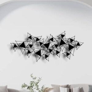 Black Metal Pyramids Wall Sculpture, Unique Wall Decor Hanging ...