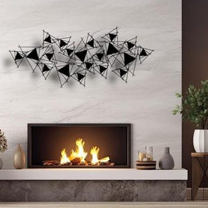 Black Metal Pyramids Wall Sculpture, Unique Wall Decor Hanging ...