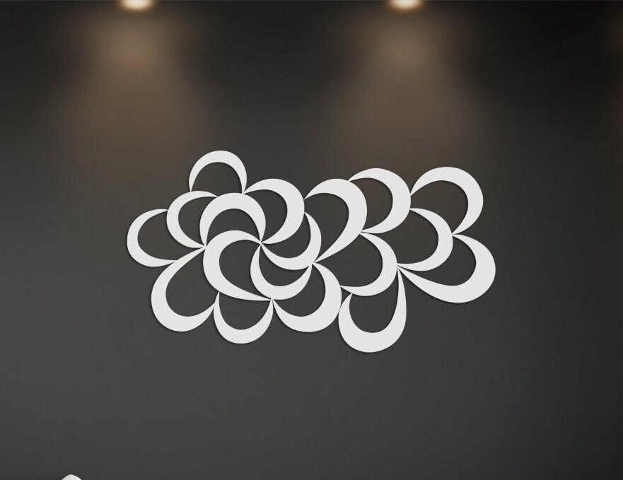 Silver Flowers Metal Line Art Silver Abstract Geometric Wall - Etsy