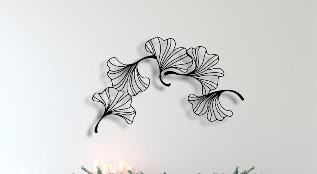 Gold Metal Magnolia Flower Wall Sign,metal Abstract Wall Art,black ...