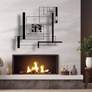 Large Geometric Square Wall Art, Kitchen Wall Decoration, Over Bed ...
