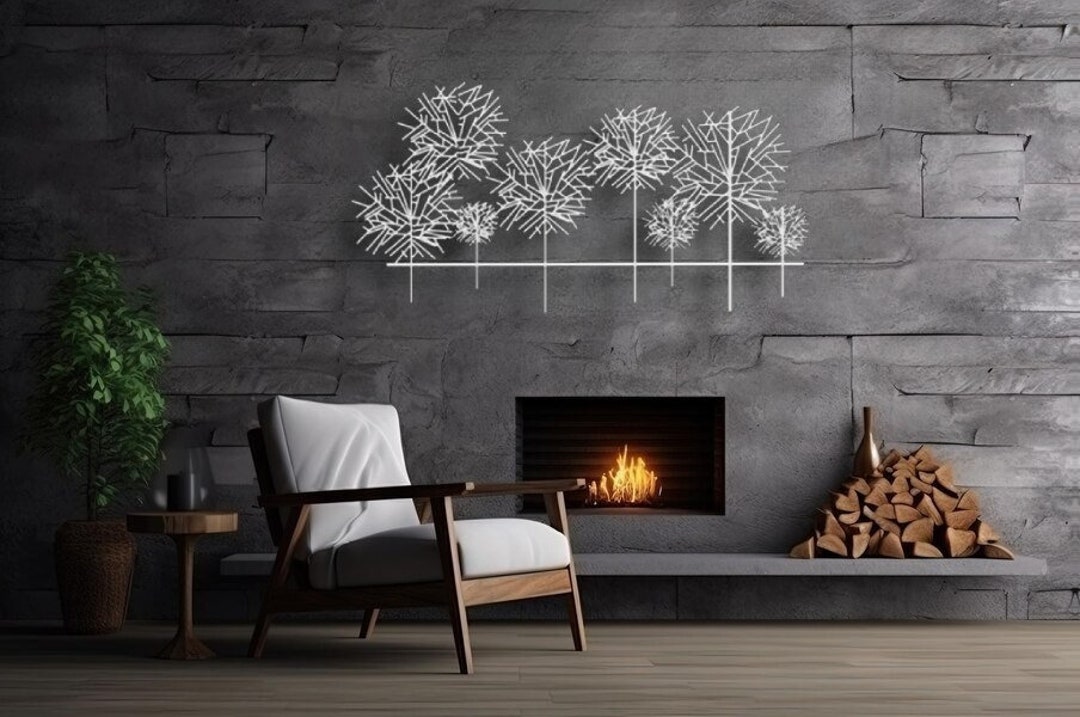 Silver Metal Tree Home Decoration, Metal Tree Silhouette, Chic Wall Art ...